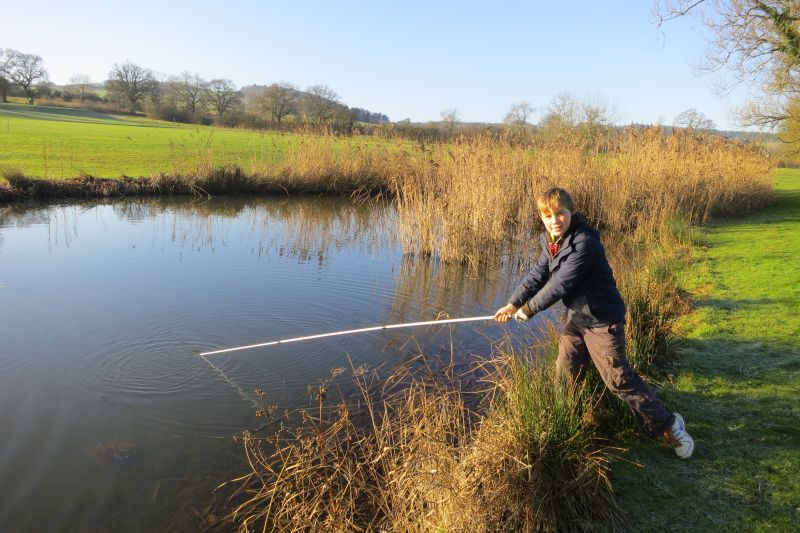Archie fishing for one of my lost golf balls..