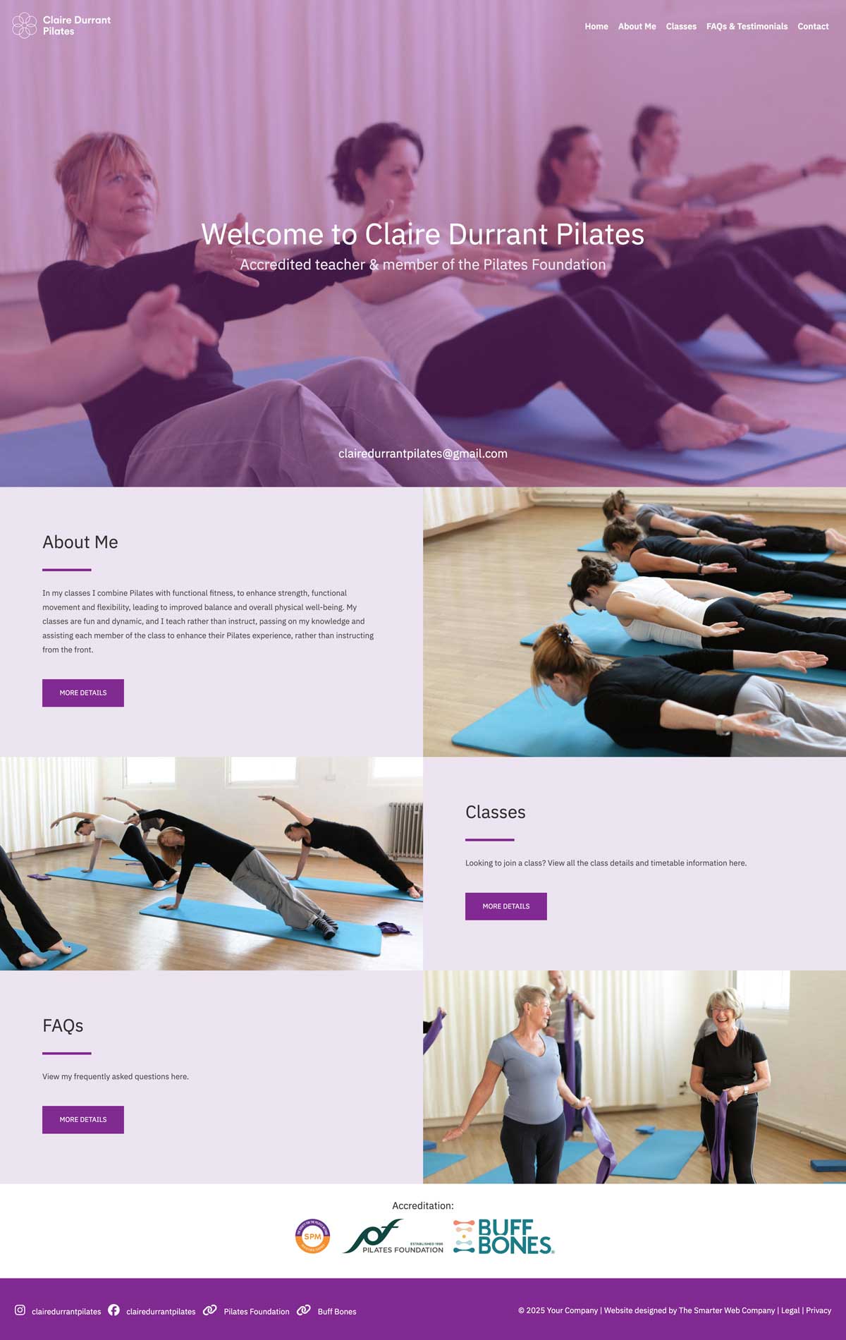 Claire Durrant Pilates | The Smarter Web Company Web Design Portfolio
